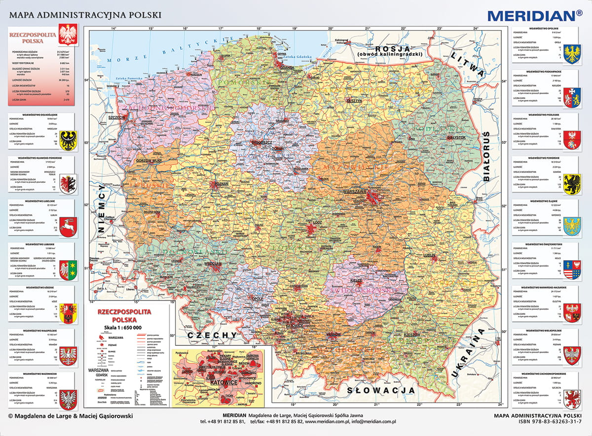 Mapa administracyjna Polski (2018) - mapa ścienna | Sklep internetowy ...
